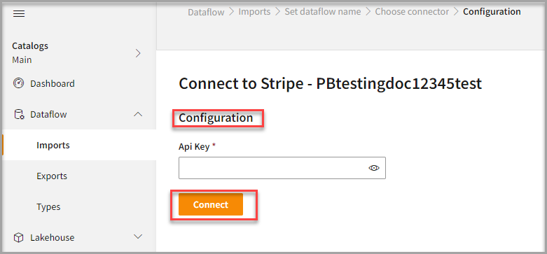 Connecting to the Stripe connector